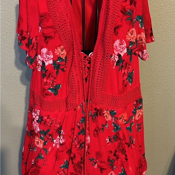 torrid | Dresses | Torrid Red Floral Dress With Lace Details | Poshmark